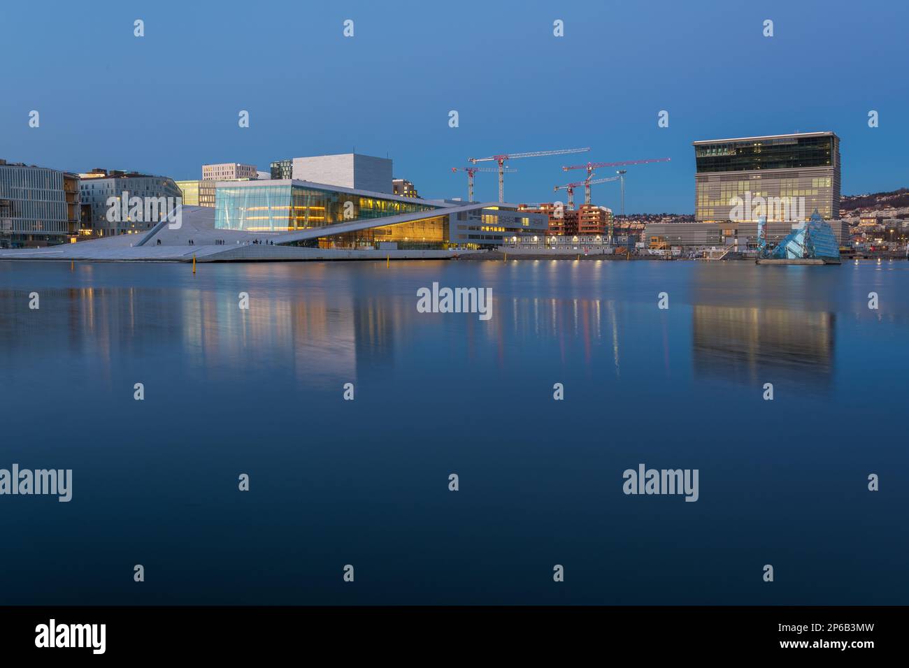 Norway, Oslo - 14 April 2019: View on a side of the National Oslo Opera ...