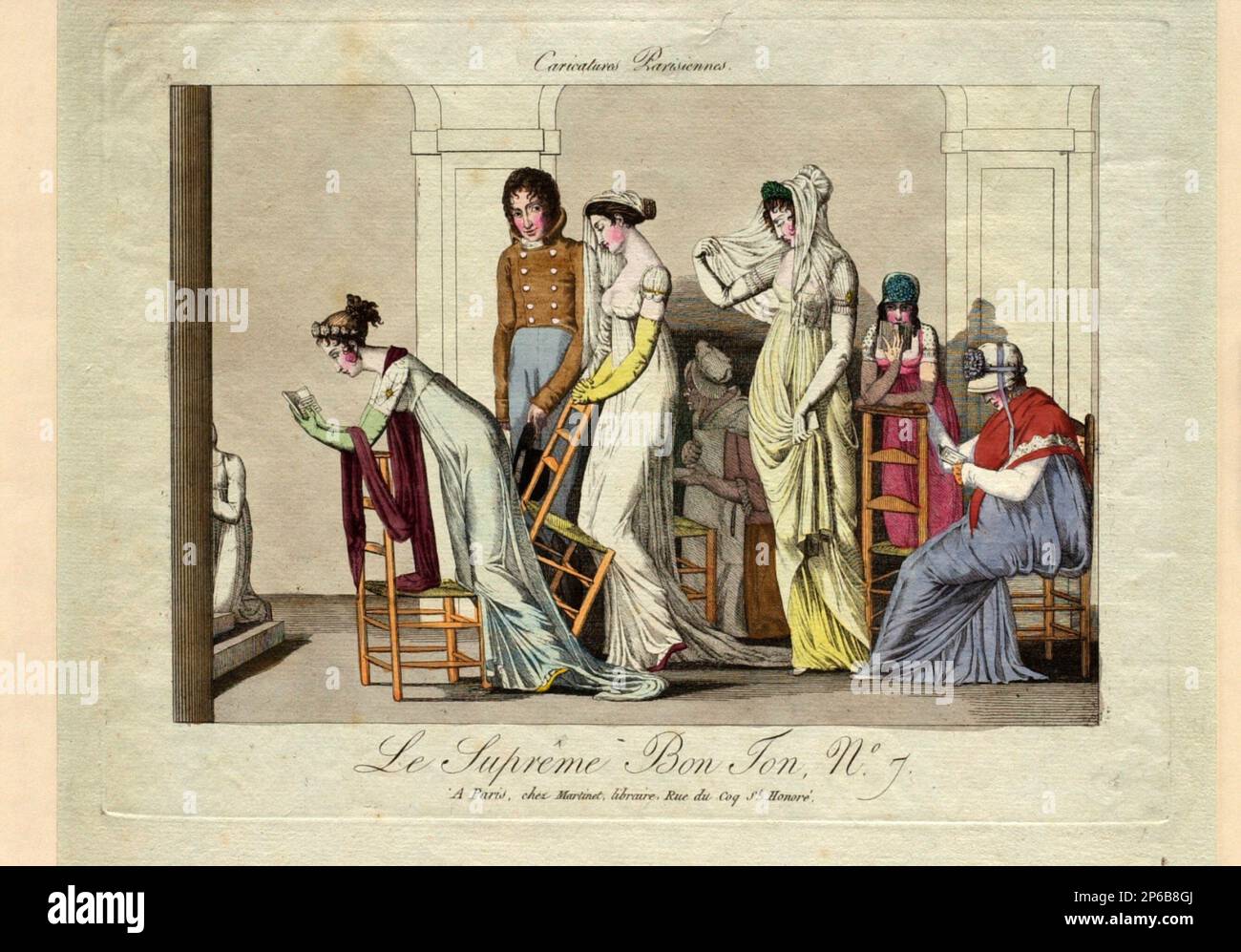 Unknown, Le Suprème Bon Ton, No. 7: Caricatures Parisiennes, 1815, hand ...