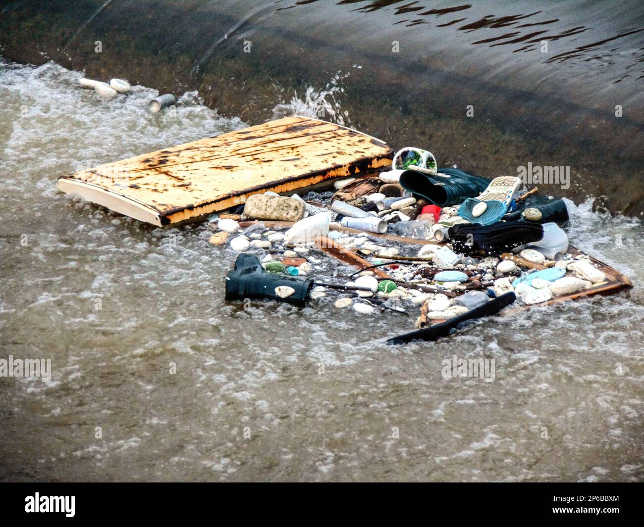 waste on a river - pollution Stock Photo - Alamy