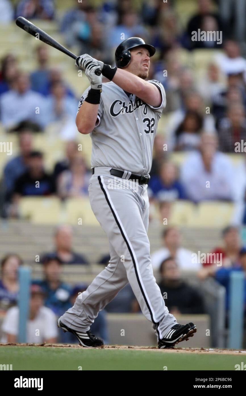 Adam Dunn #32 of the Chicago White Sox bats against the Los Angeles ...