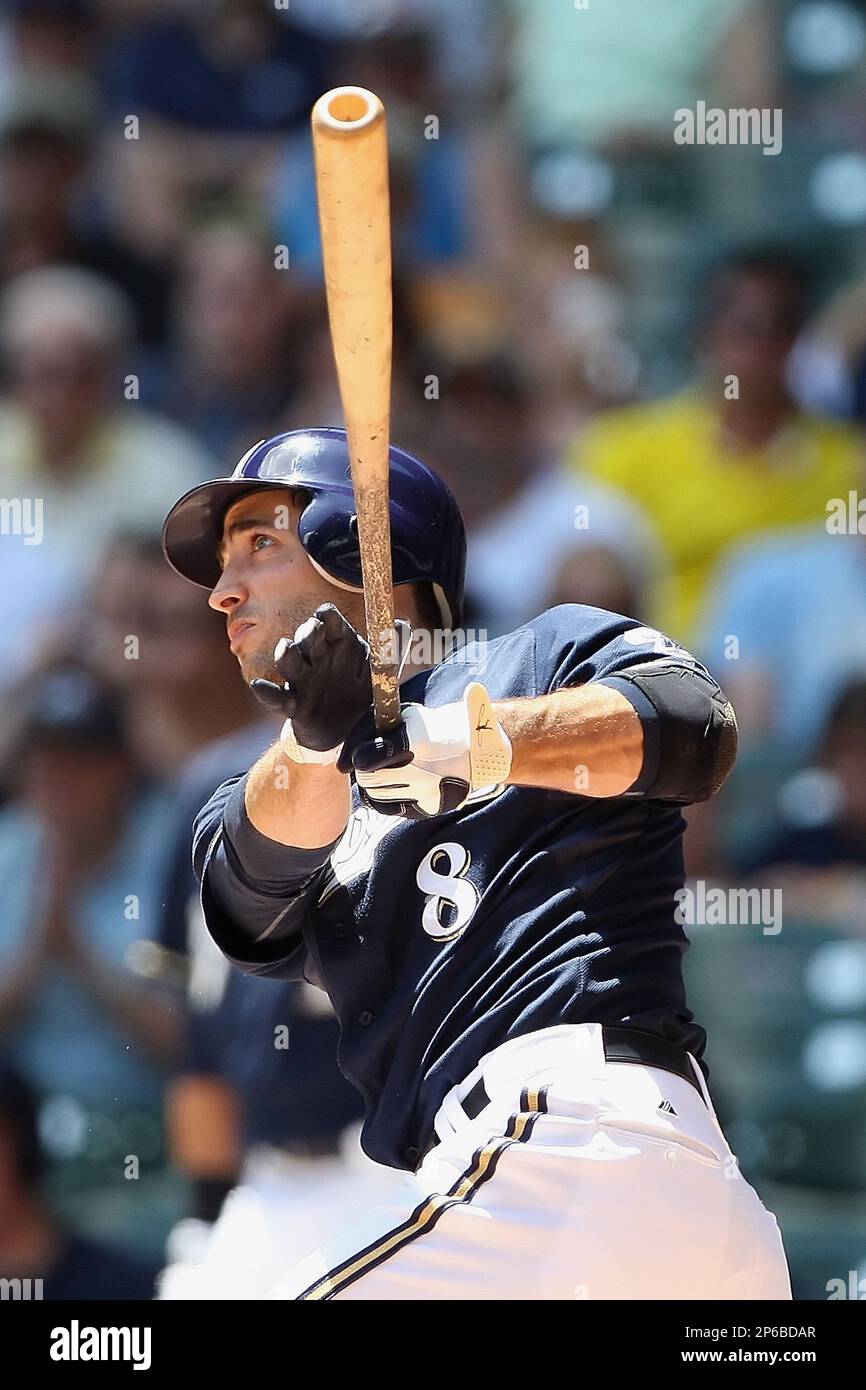 June 20, 2012: Milwaukee Brewers left fielder Ryan Braun #8 watches a ...