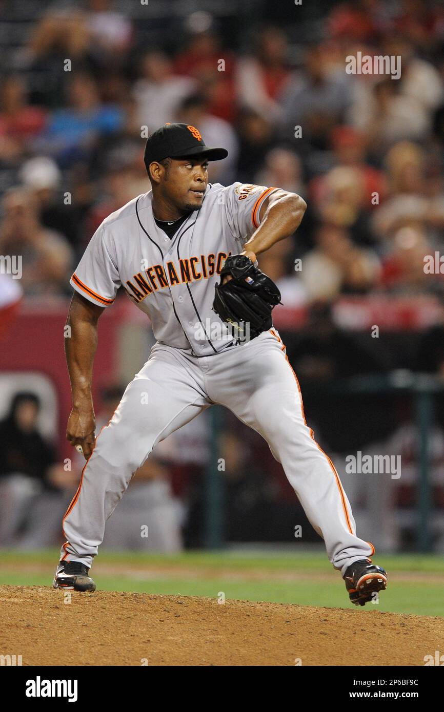 June 18, 2012 Anaheim, CA. San Francisco Giants relief pitcher Santiago ...