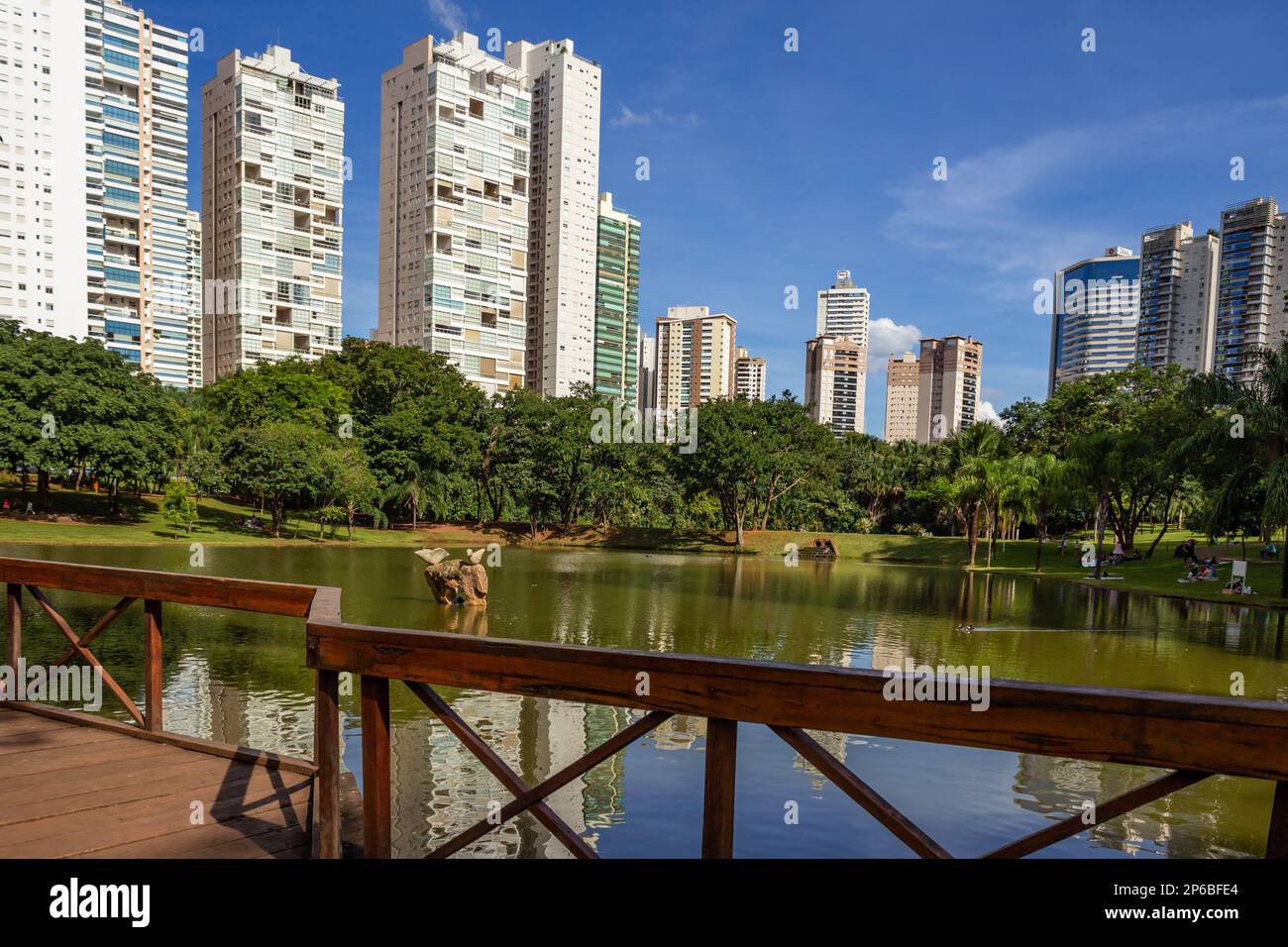 Goiania, Goias, Brazil – March 04, 2023: A landscape with the lake of ...
