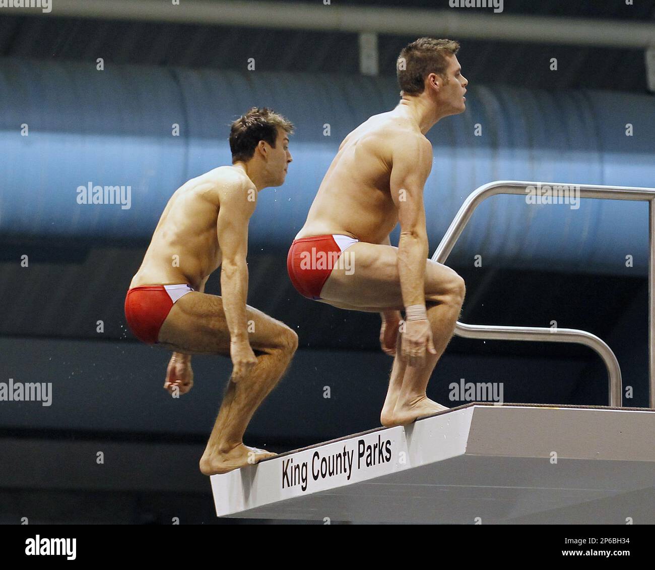 David Boudia, right, of Noblesville, IN, and Nick McCrory of Chapel ...