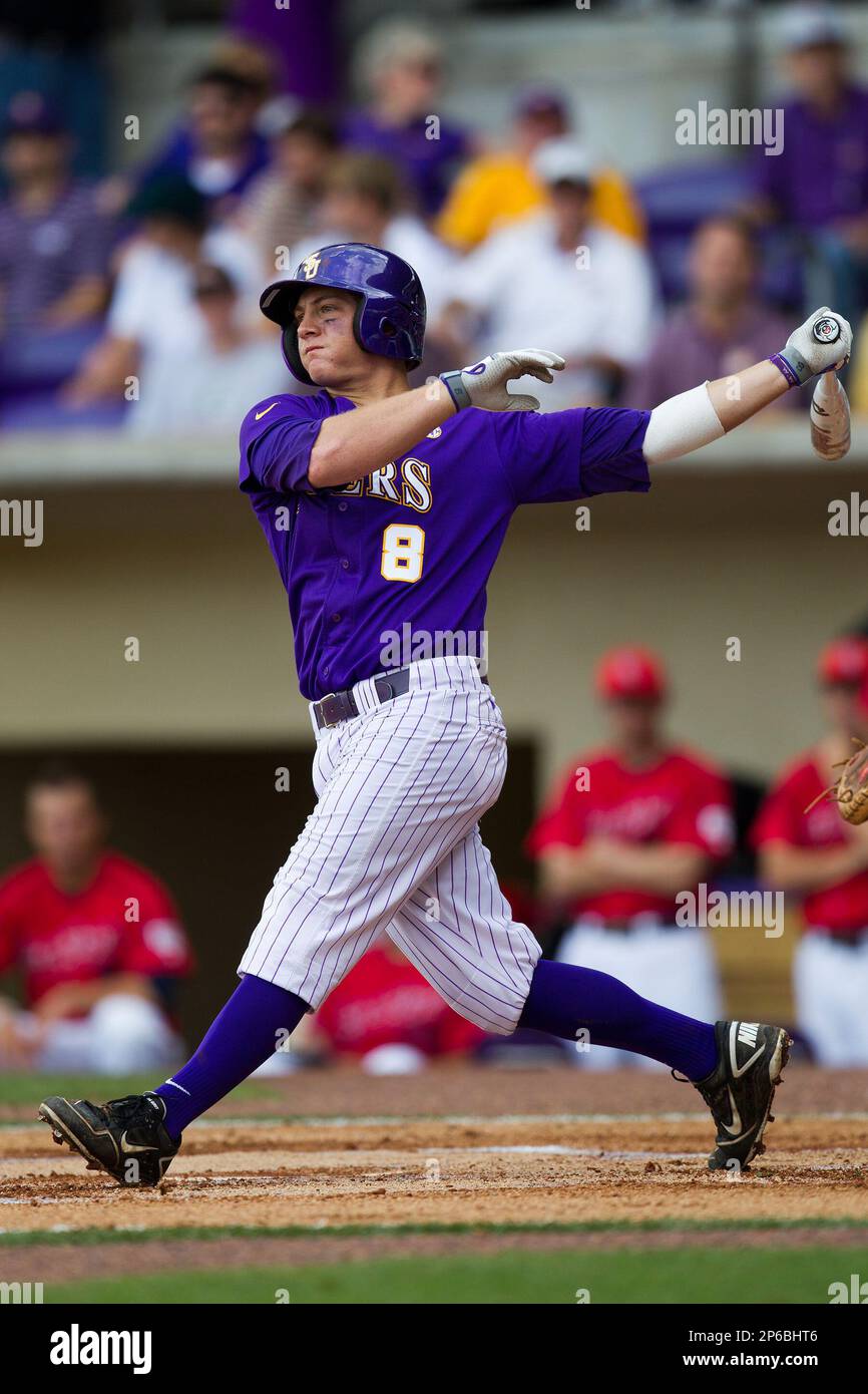 LSU Tigers outfielder Mason Katz #8 swings during the NCAA Super ...
