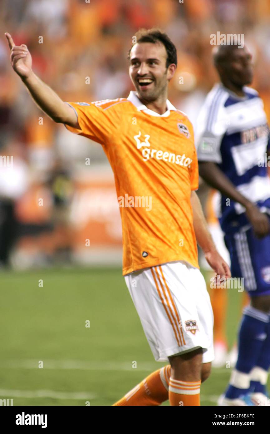 JUNE 16 2012: Houston Dynamo midfielder Adam Moffat #16 points to the ...