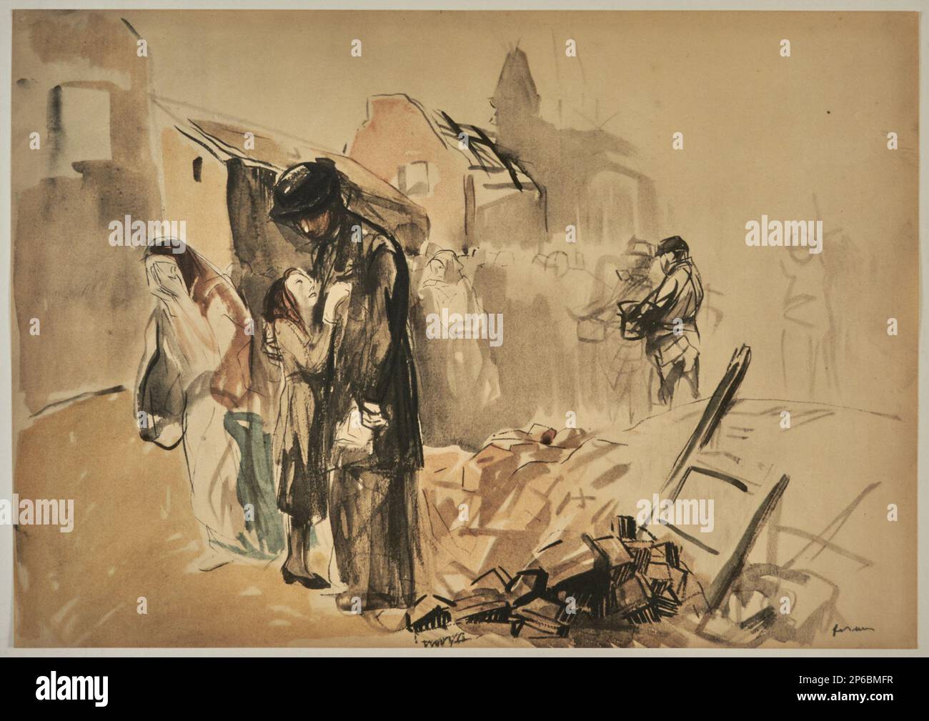 After Jean Louis Forain, Untitled Drawings of World War I: Woman in ...