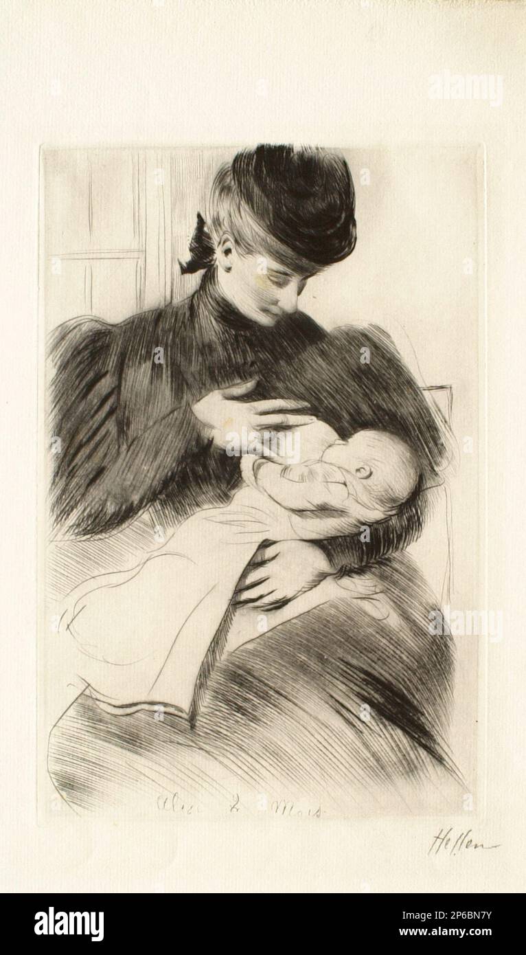 Paul César Helleu, Alice Two Months (Alice Deux Mois), 1896, drypoint ...