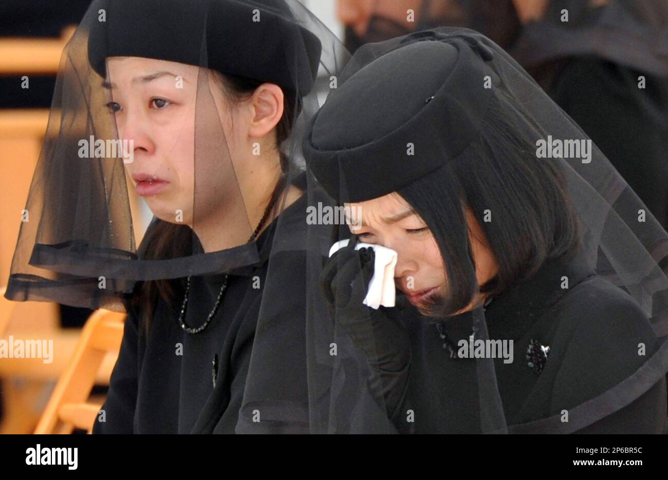 Princess Akiko (R) and Princess Yoko attend the funeral of Prince ...
