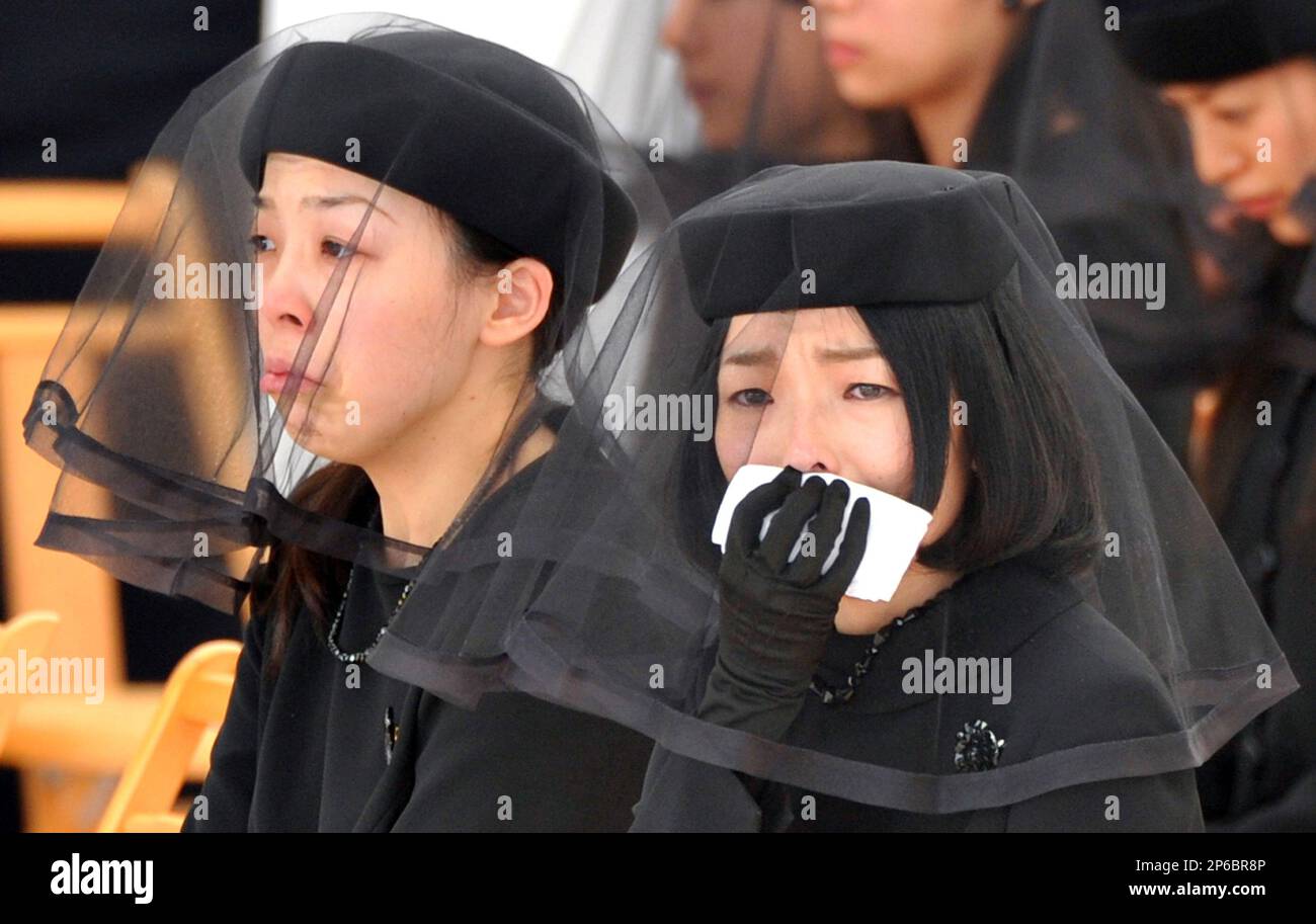 Princess Akiko (R) and Princess Yoko attend the funeral of Prince ...