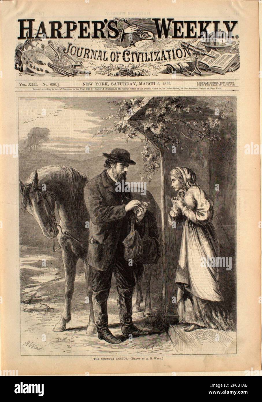 Alfred R. Waud, The Country Doctor, 1869, wood engraving on paper Stock ...