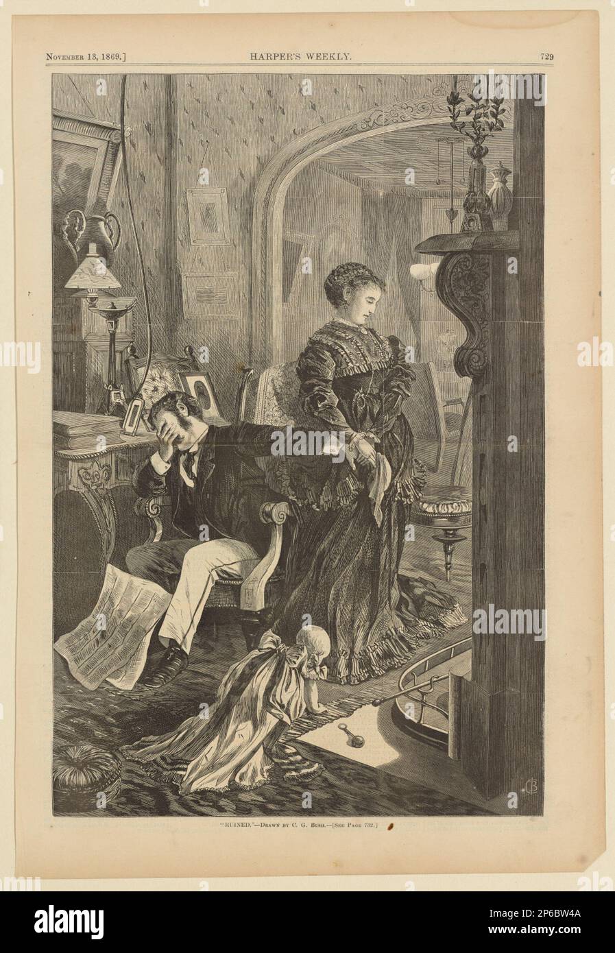 Charles Green Bush, "Ruined", 1869, wood engraving on paper Stock Photo ...