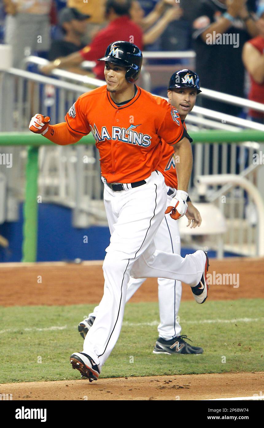 Miami Marlins Giancarlo Stanton during a game against the Washington ...