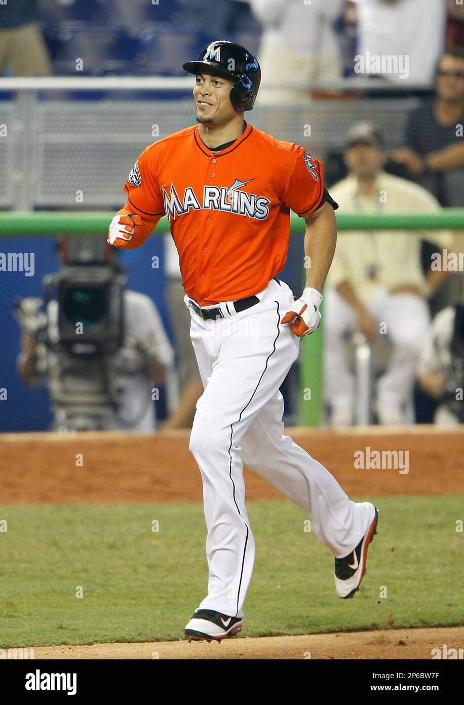 Miami Marlins Giancarlo Stanton during a game against the Washington ...