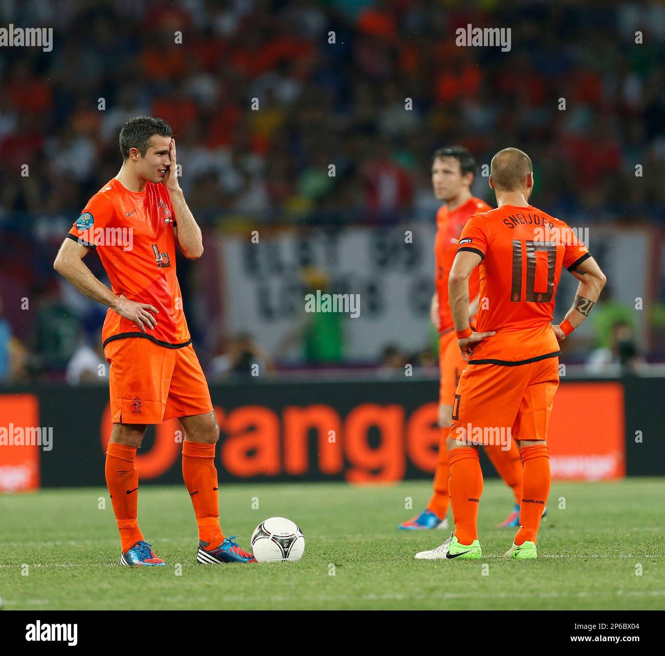 Netherlands Robin Van Persie looks on dejected after going 2-0 down ...