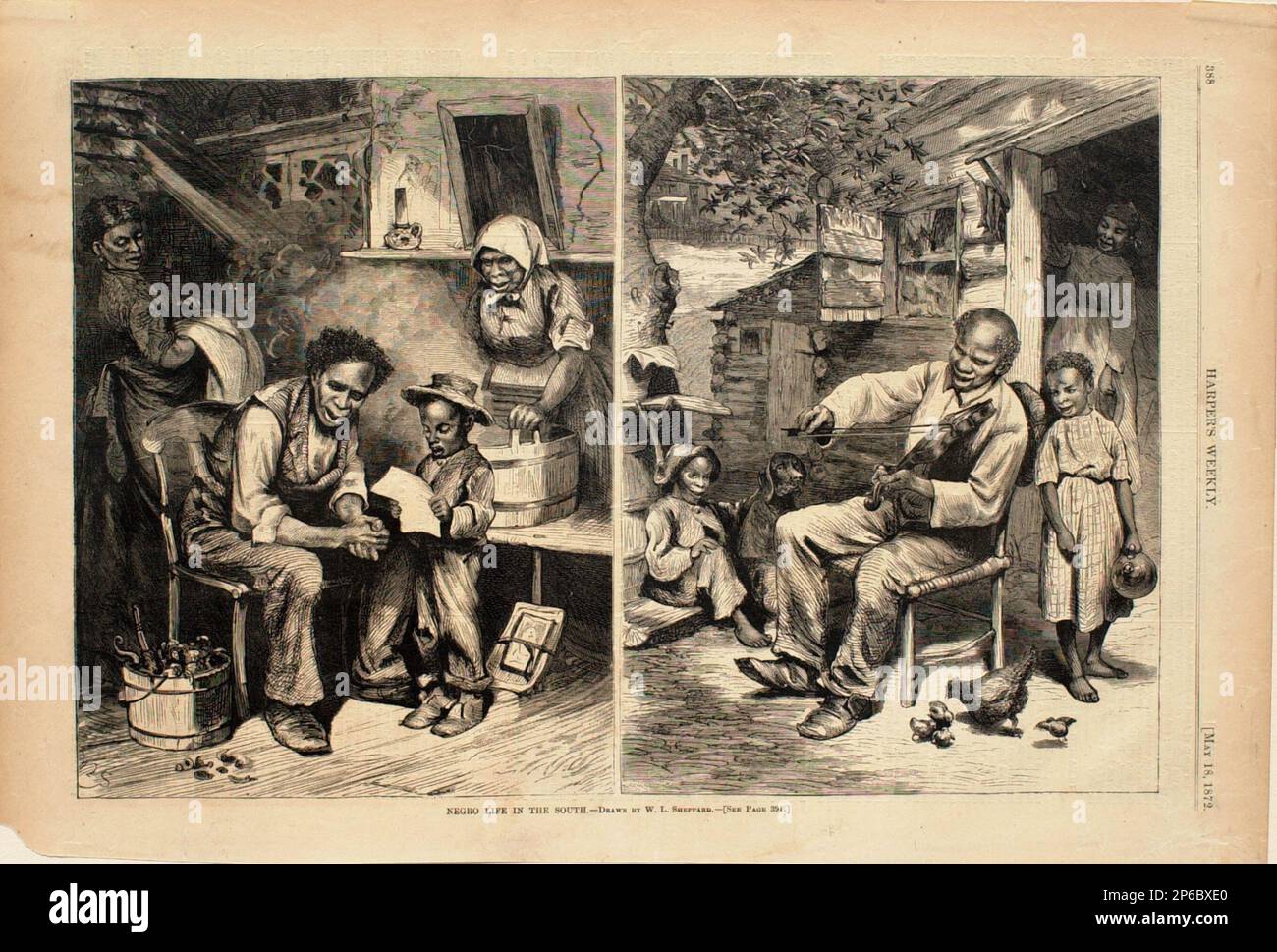William Ludwell Sheppard, Negro Life in the South, 1872, wood engraving ...