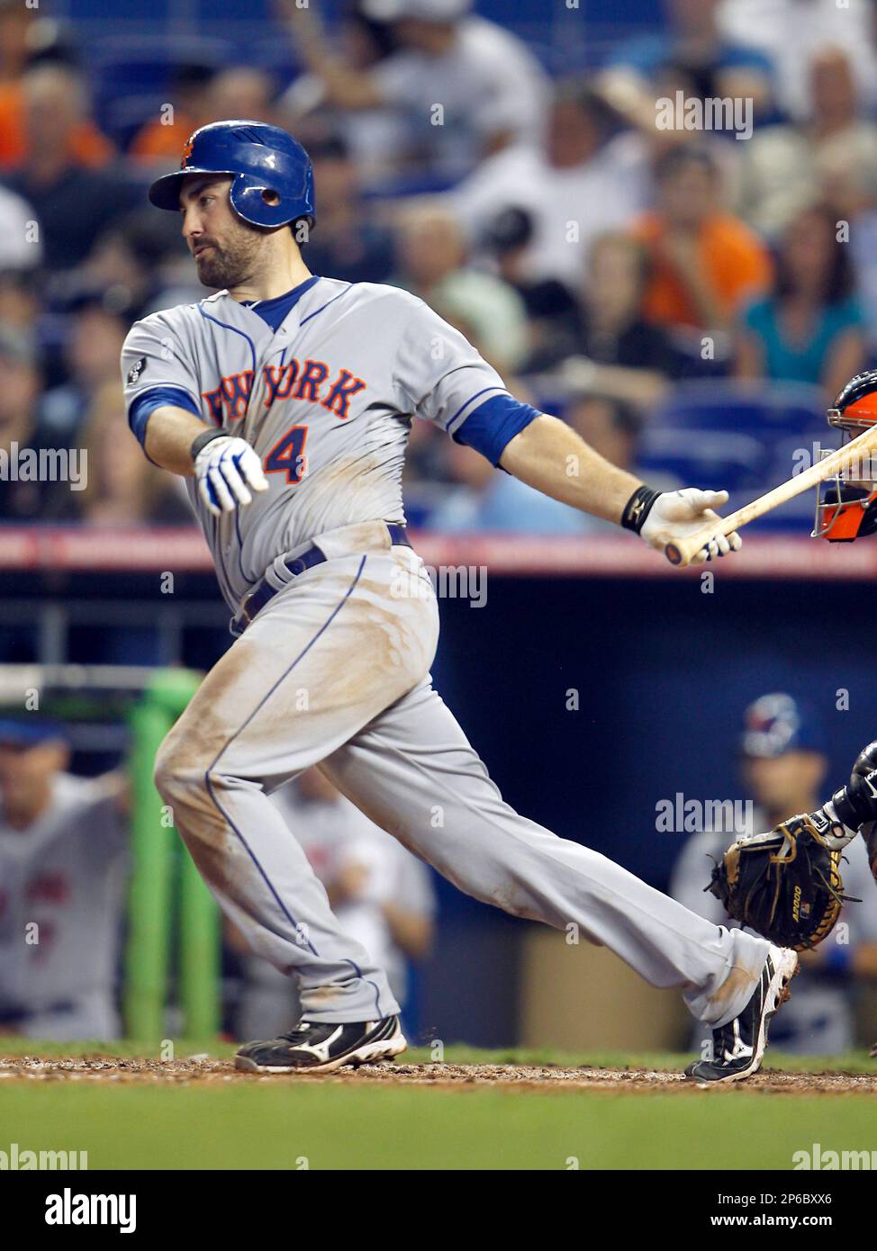 New York Mets Mike Nickeas during a game against the Miami Marlins in ...