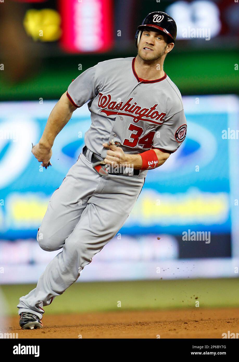 Washington Nationals Bryce Harper during a game against the Miami ...