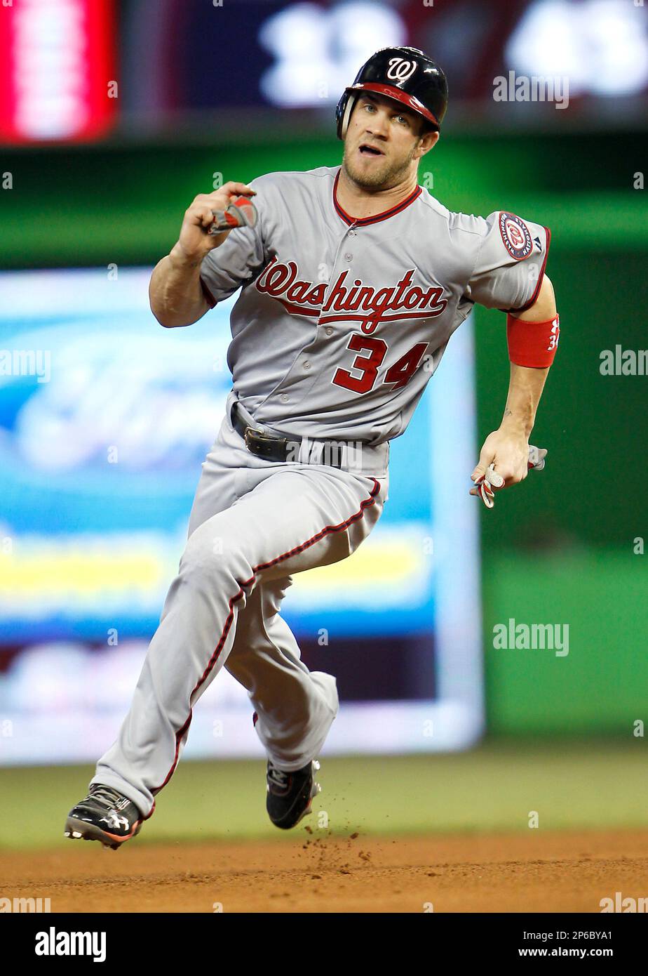 Washington Nationals Bryce Harper during a game against the Miami ...