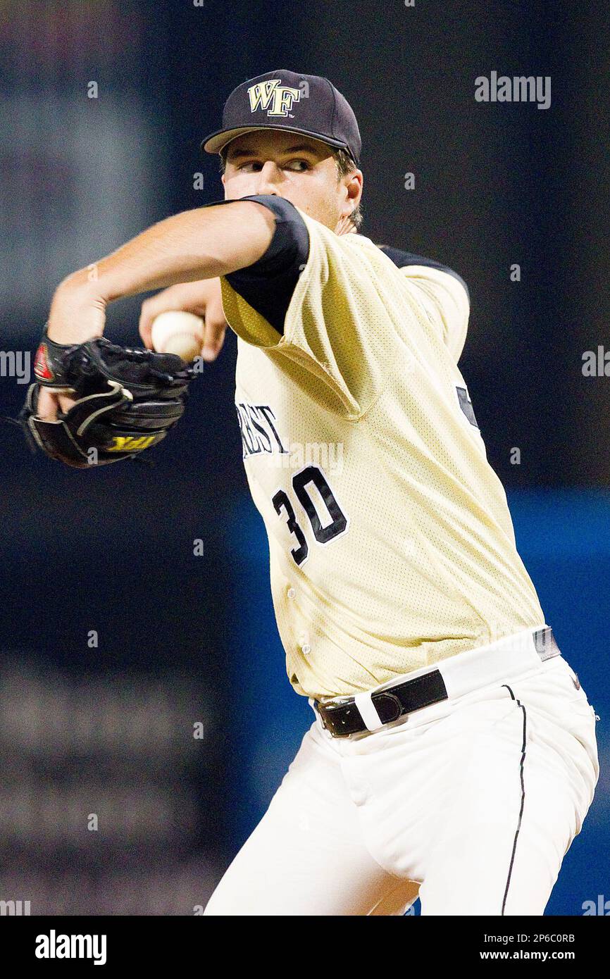 Wake Forest Demon Deacons relief pitcher Justin Van Grouw #30 in action ...