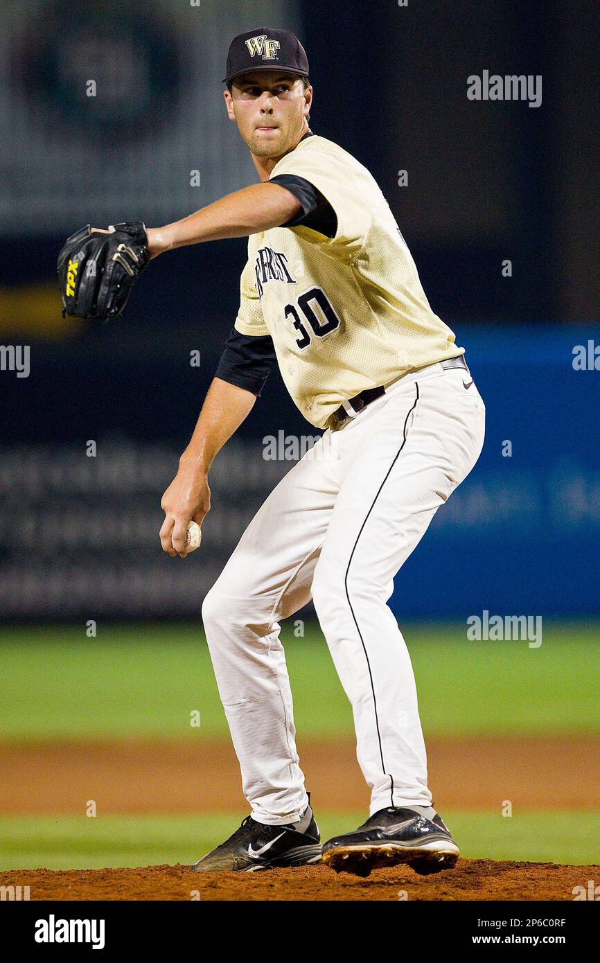Wake Forest Demon Deacons relief pitcher Justin Van Grouw #30 in action ...