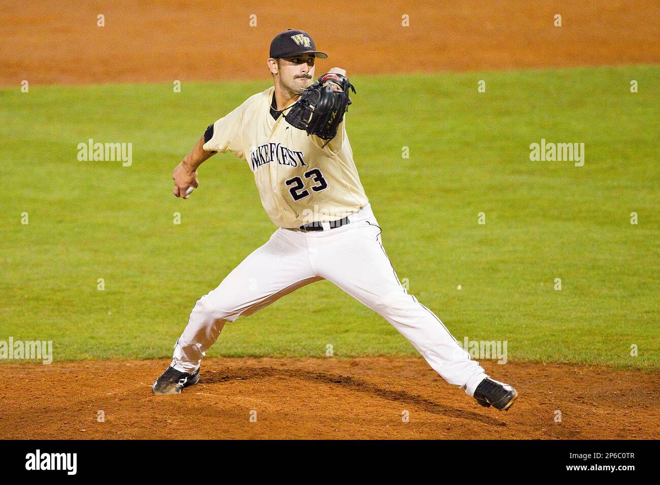 Wake Forest Demon Deacons relief pitcher Michael Dimock #23 in action ...