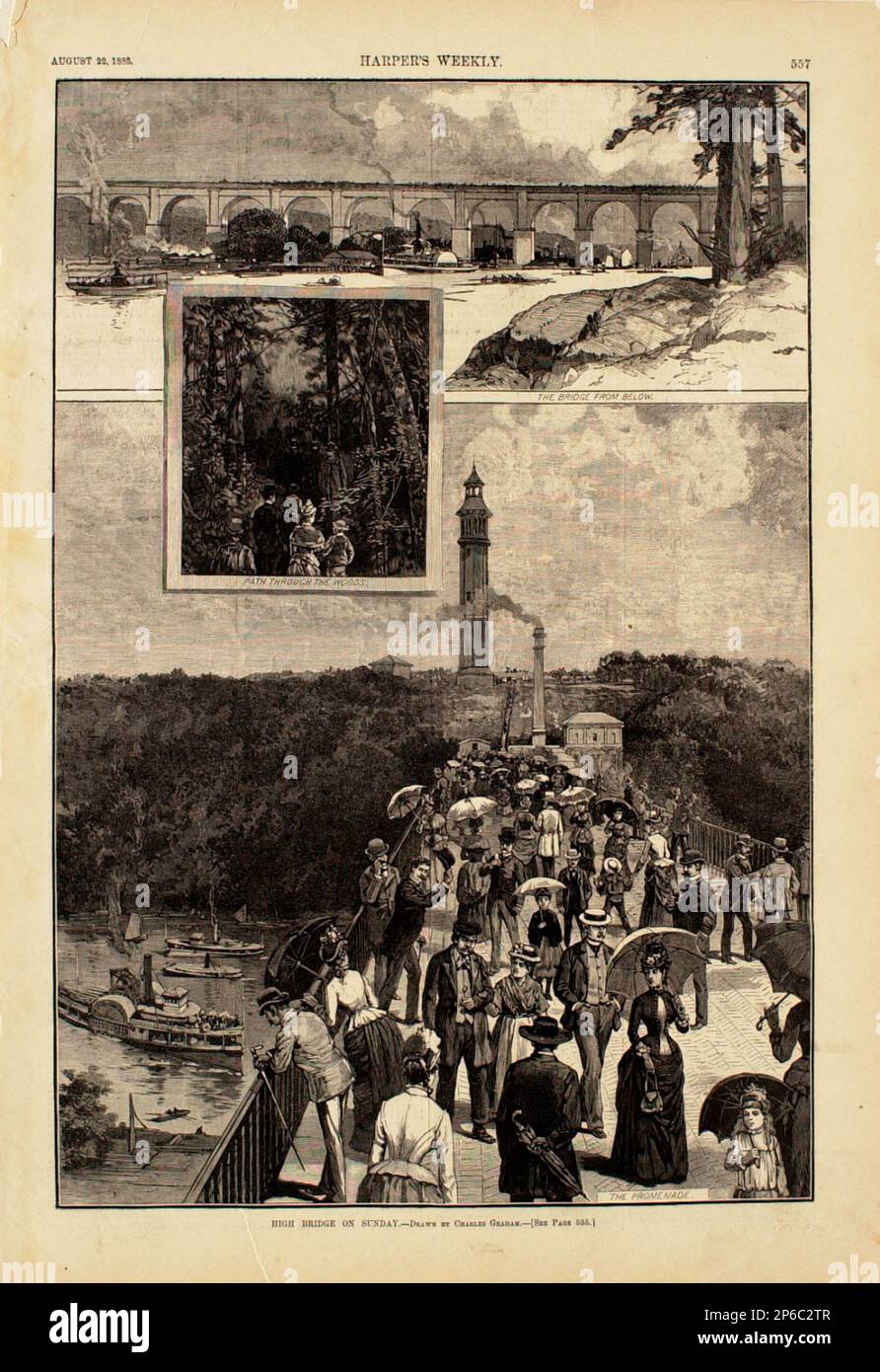 Charles Graham, High Bridge on Sunday, 1885, wood engraving on paper ...