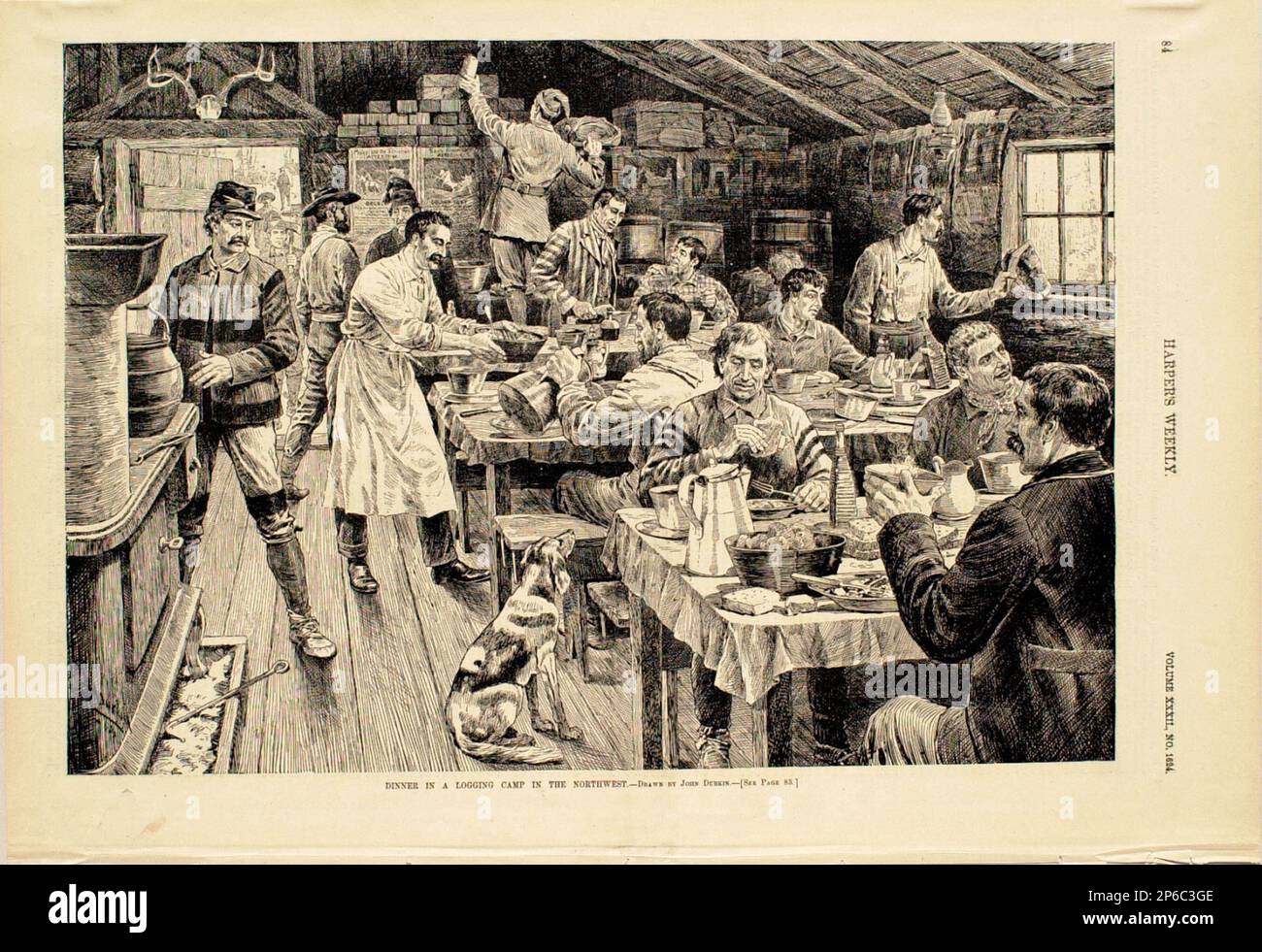 John Durkin, Dinner in a Logging Camp in the Northwest, 1888, wood ...