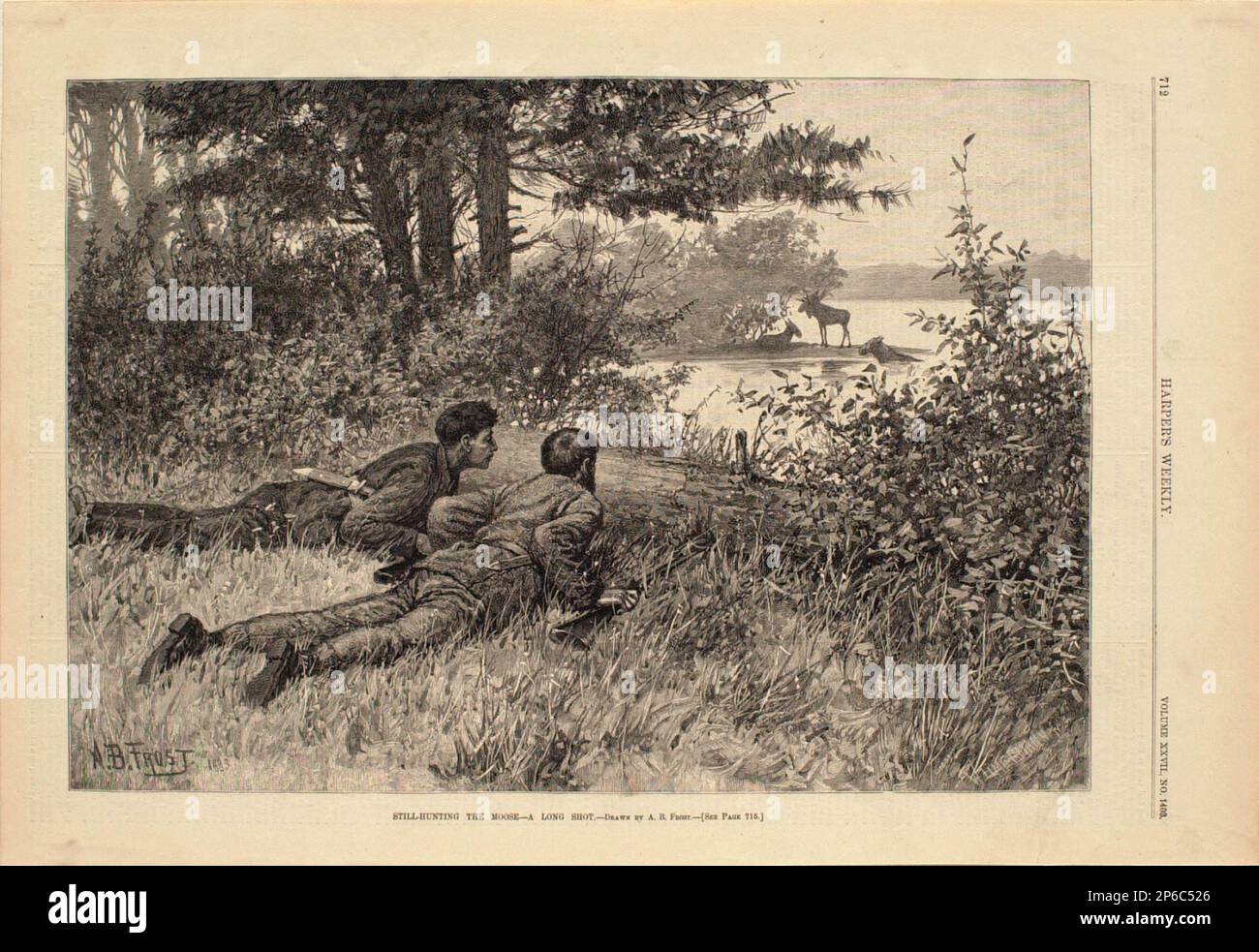 Wimmermann, Still-Hunting the Moose—A Long Shot, 1883, wood engraving ...