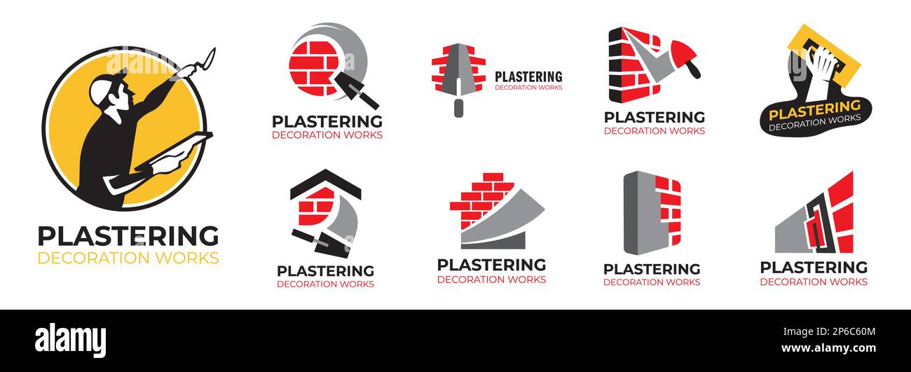 Vector set of plastering finishing company logos Stock Vector Image ...
