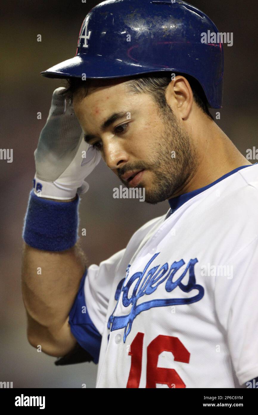 Andre Ethier #16 of the Los Angeles Dodgers during a game against the Milwaukee Brewers at ...