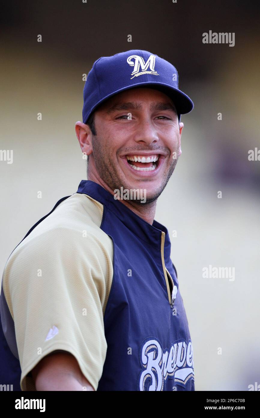 George Kottaras #9 of the Milwaukee Brewers before a game against the ...