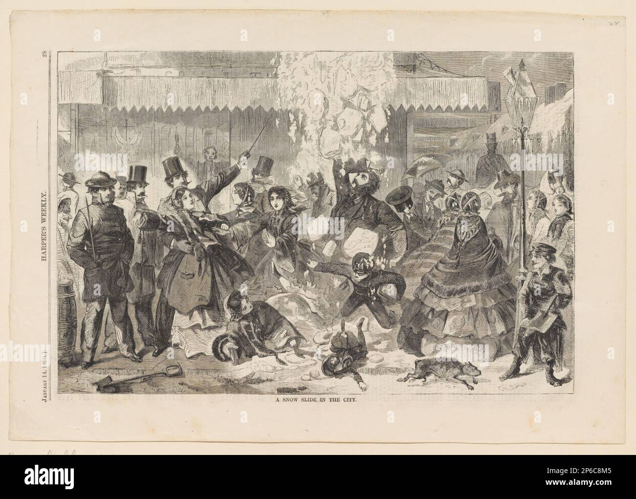 After Winslow Homer, A Snow Slide in the City, 14 Jan. 1860, wood ...