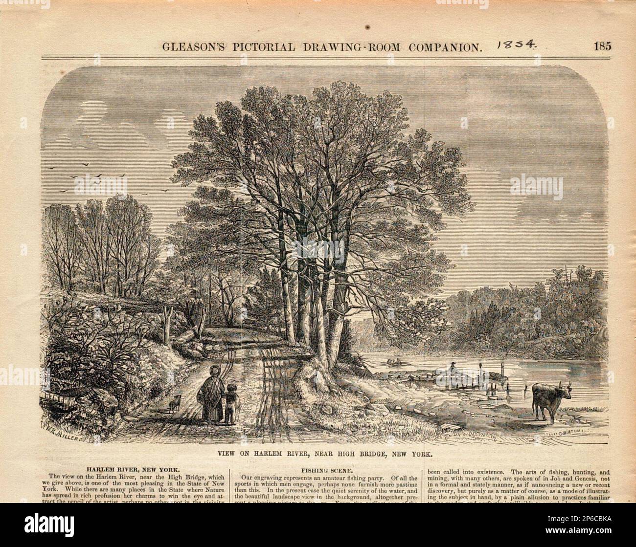 William Rickarby Miller, View on Harlem River, near High Bridge, New ...
