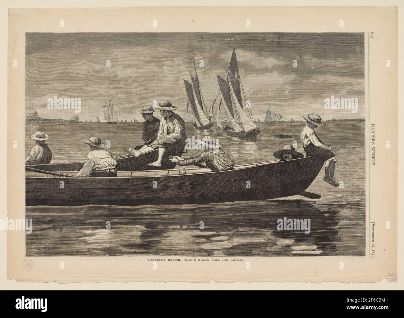 After Winslow Homer, Gloucester Harbor, 27 Sept. 1873, wood engraving ...