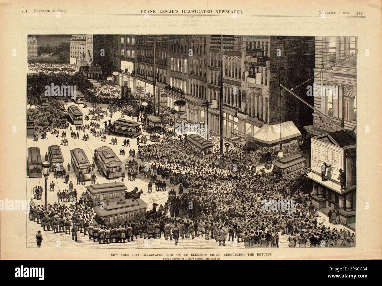 Artist Unknown, New York City.—Newspaper Row on an Election Night ...