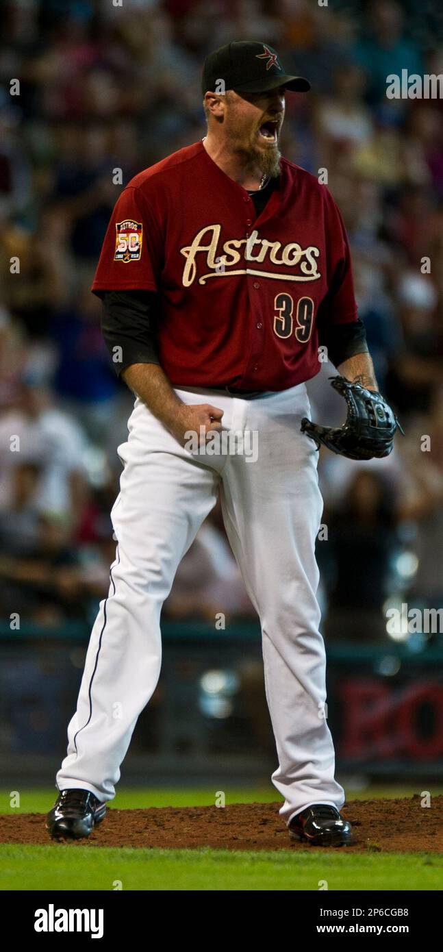 June 3, 2012: Brett Myers #39 celebrates the victory at the Houston ...
