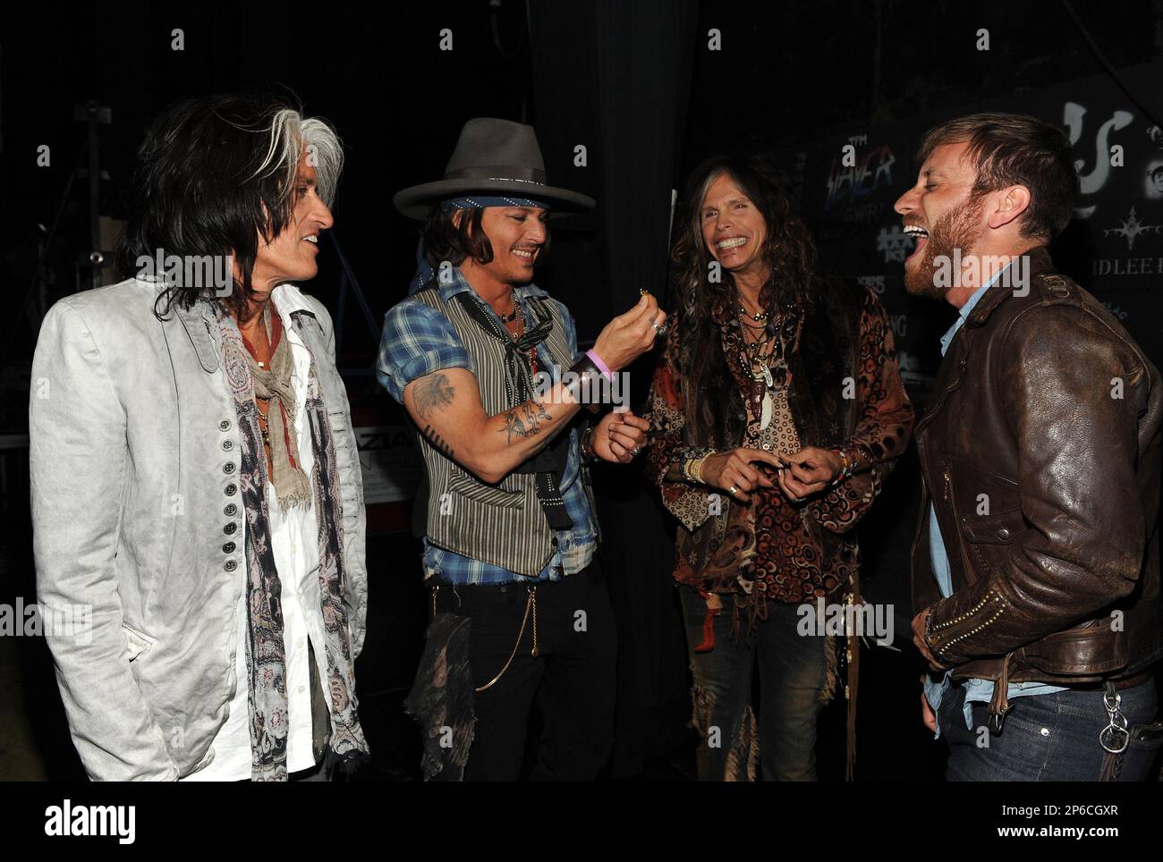 UNIVERSAL CITY, CA - JUNE 3: (L-R) Musician Joe Perry, actor Johnny ...