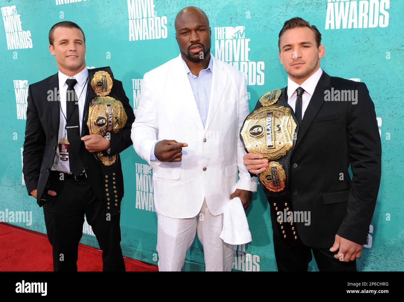 UNIVERSAL CITY, CA - JUNE 3: (L-R) Pro wrestlers Pat Curran, King Mo ...