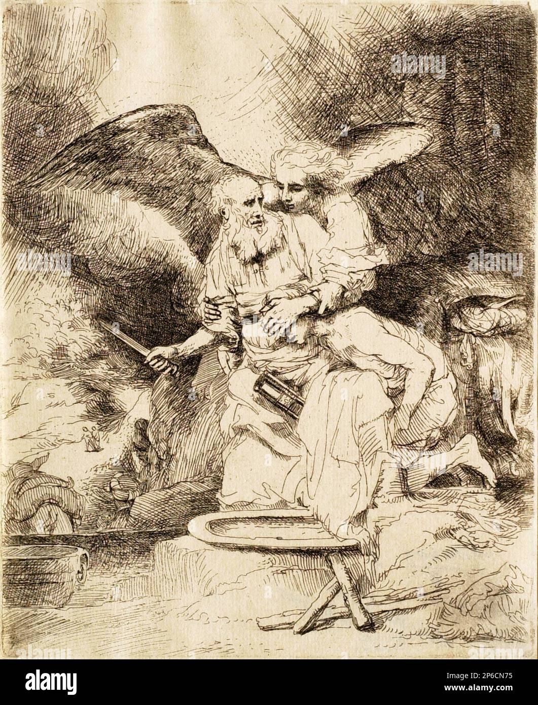 Gerrit Dou, Abraham's Sacrifice, 1623–1675, etching on laid paper Stock ...