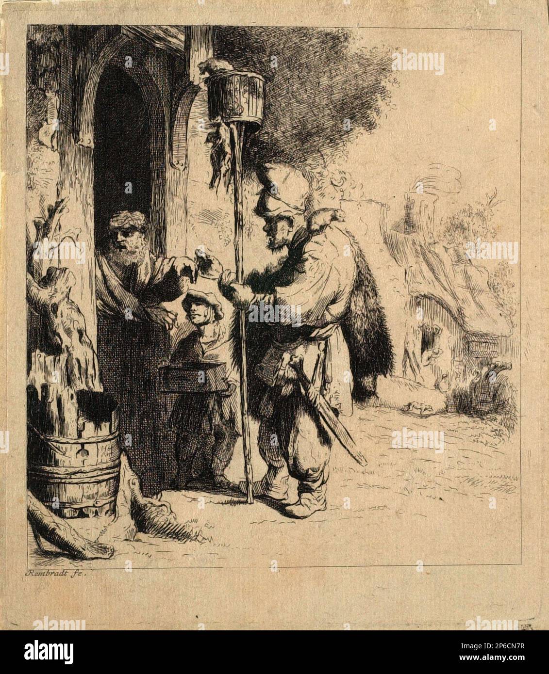 After Rembrandt van Rijn, The Rat Catcher, After 1632, etching on paper ...