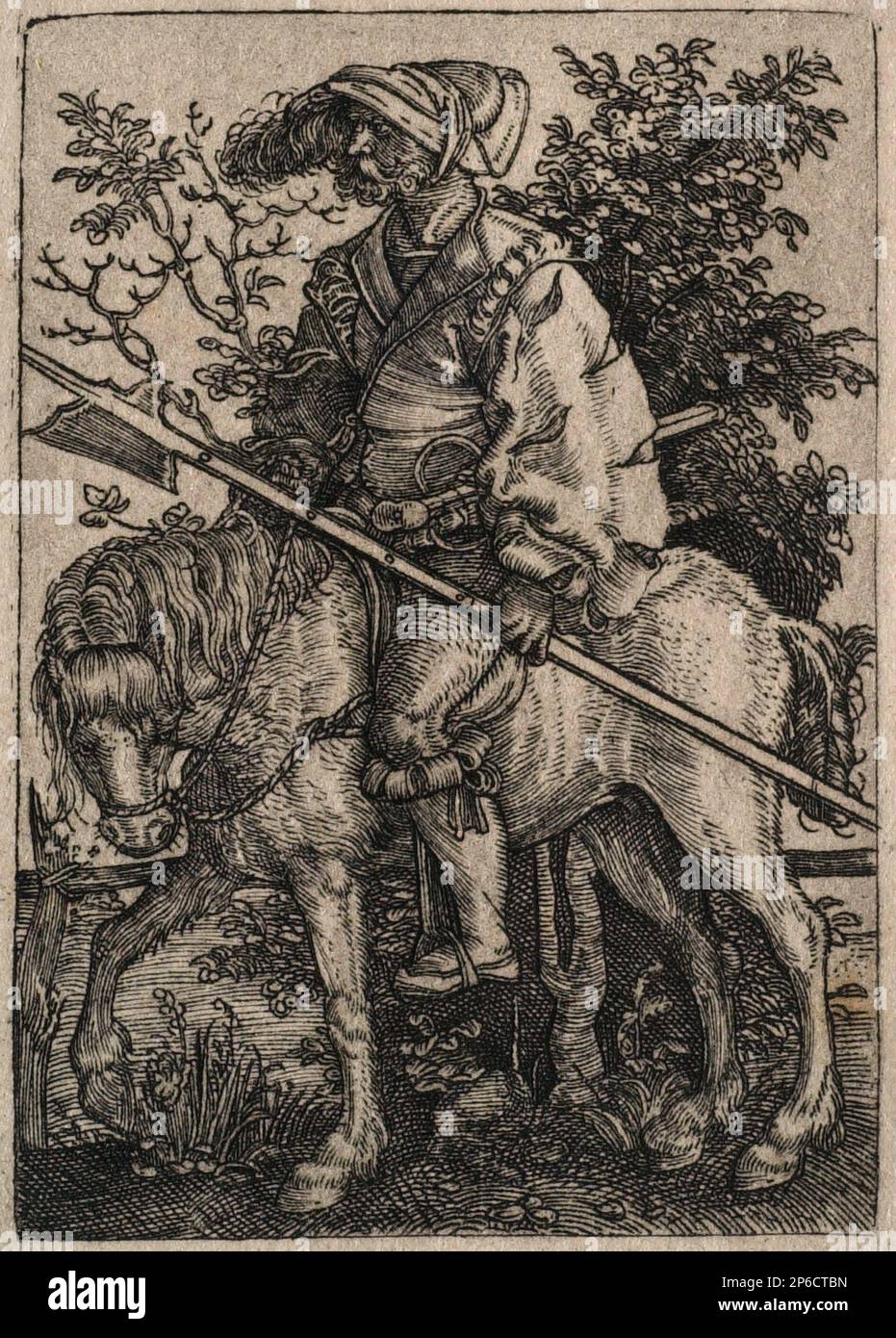 After Barthel Beham, Halbardier on Horseback, 1522–1800, engraving on ...
