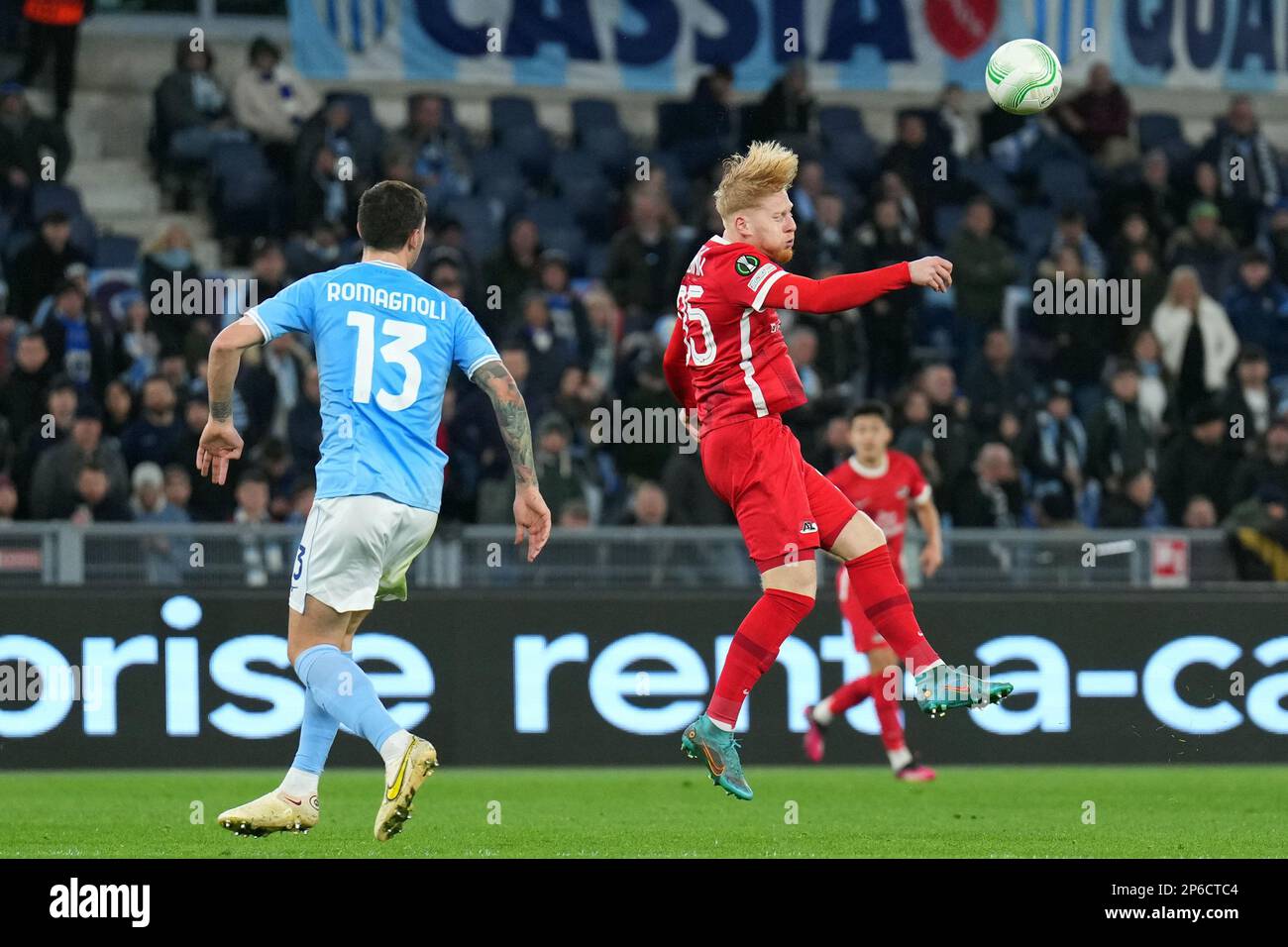 ROME - (l-r) Alessio Romagnoli of SS Lazio, Mexx Meerdink of AZ Alkmaar ...