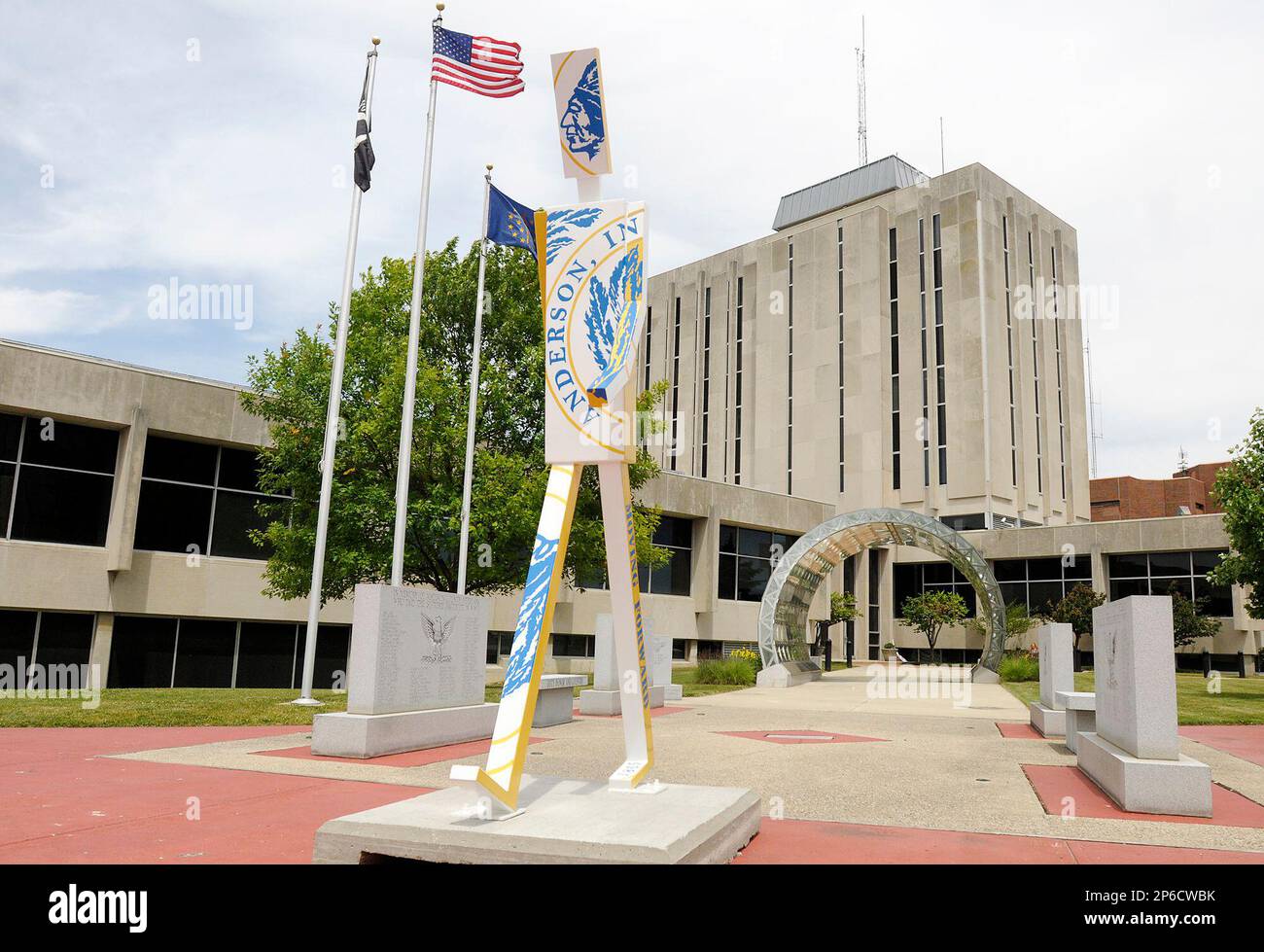 The city of Anderson's Walking Man statue is on display in front of the ...