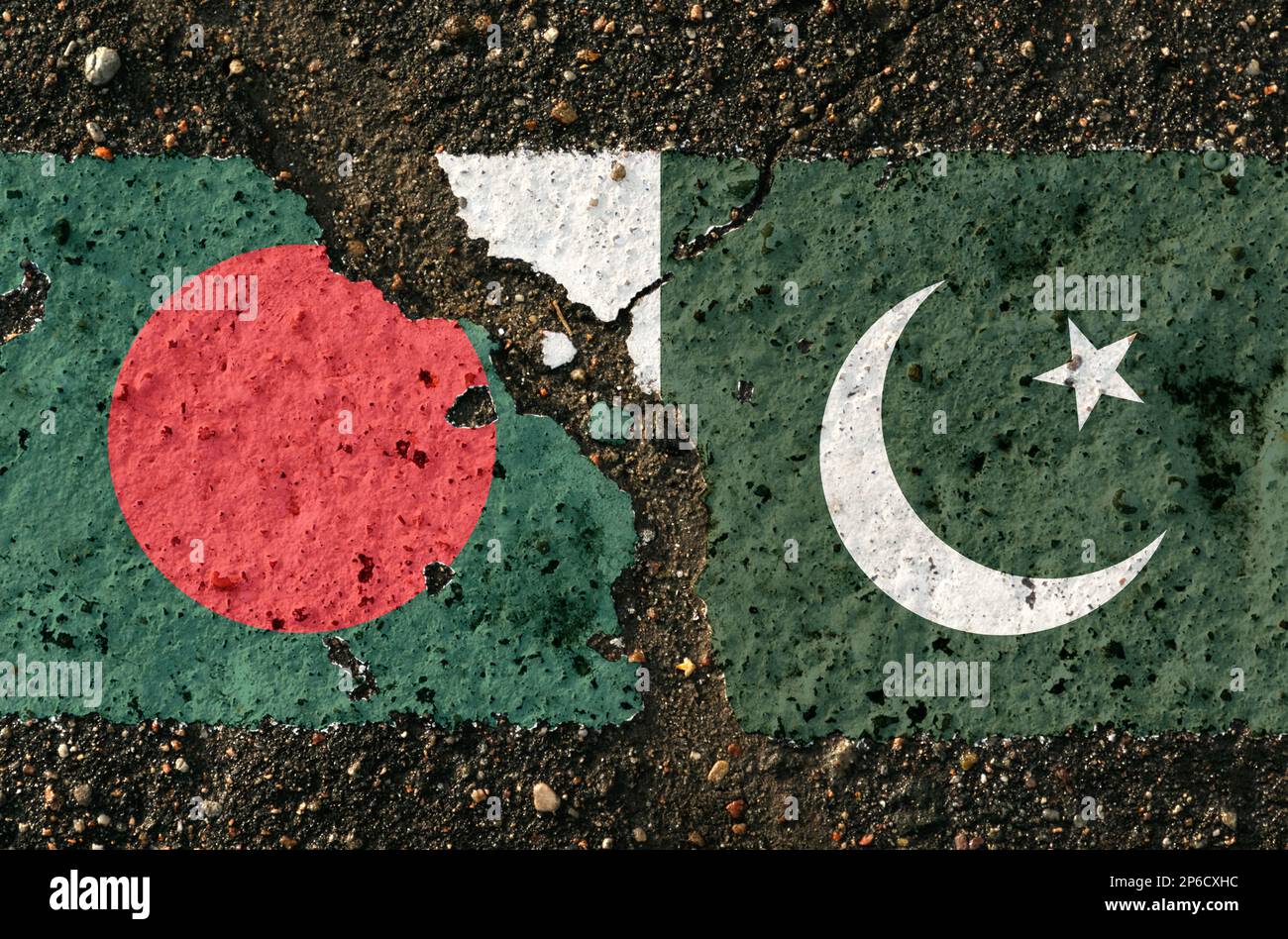 On the pavement there are images of the flags of Bangladesh and ...