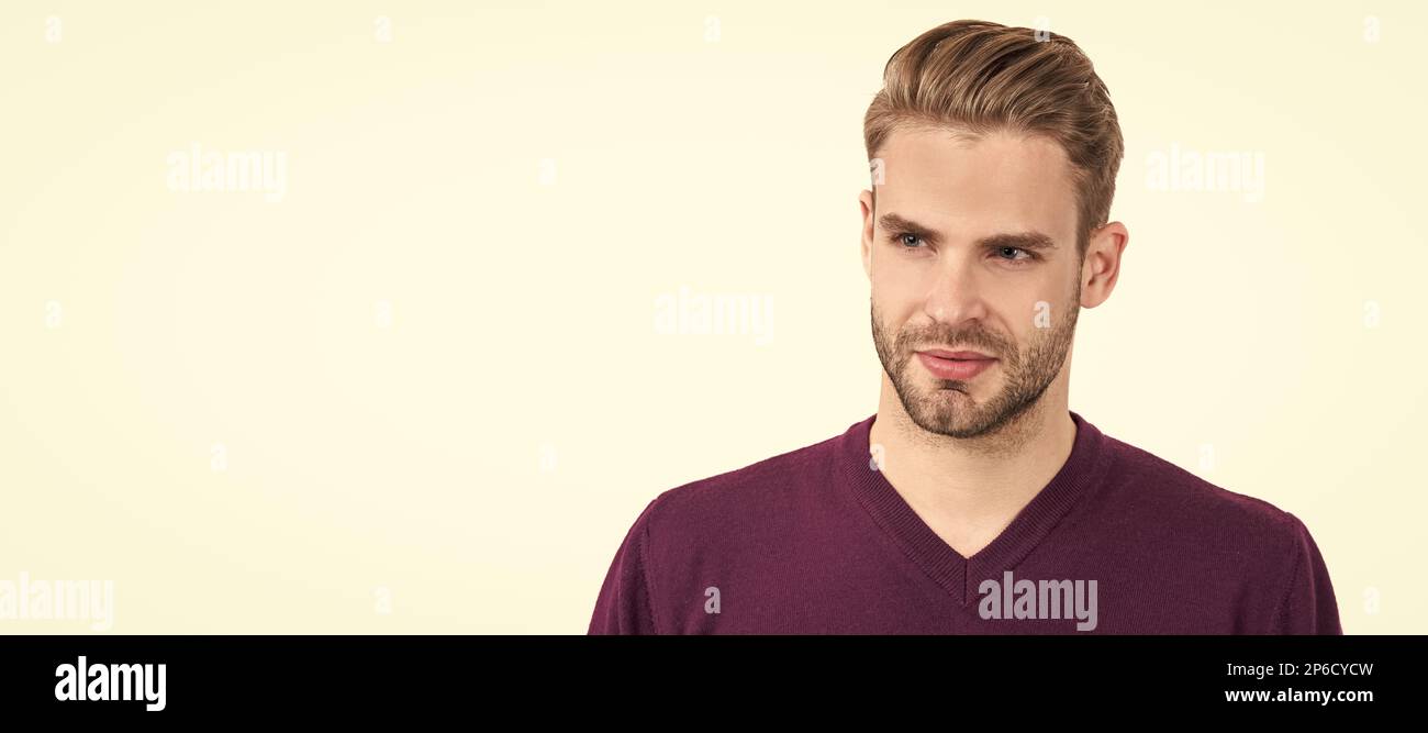 Your appearance is on-trend. Handsome man isolated on white. Man face ...