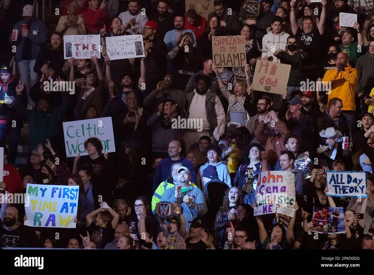 Wrestling fans during the WWE Monday Night RAW event, Monday, March 6 ...