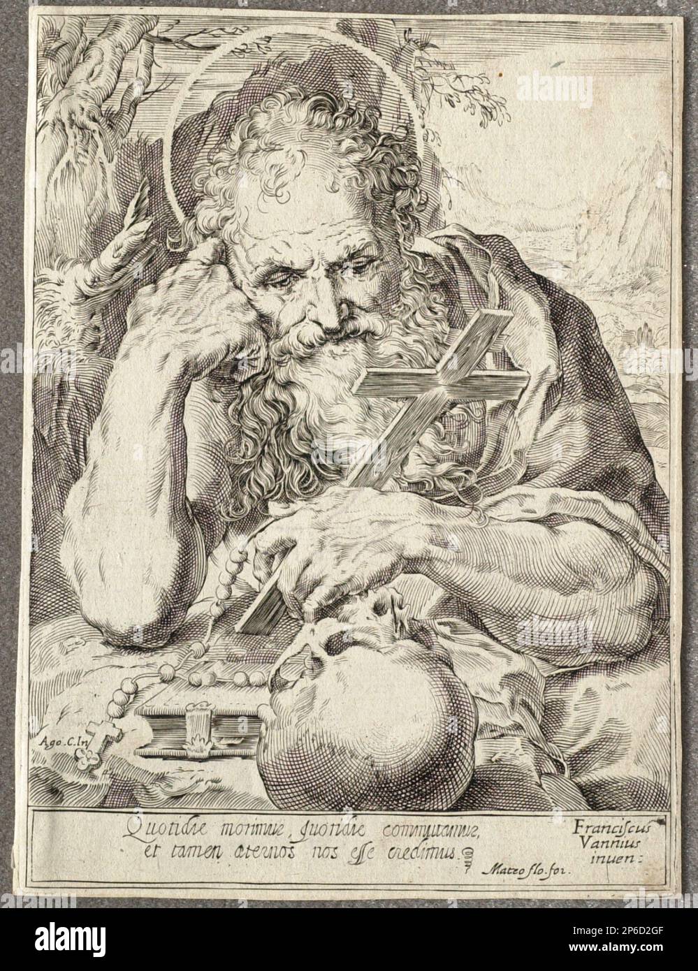 Agostino Carracci, St. Jerome, engraving Stock Photo - Alamy
