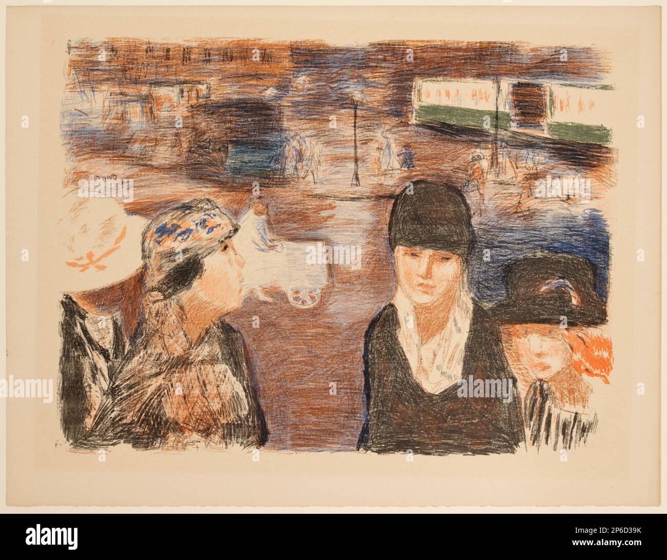 Pierre Bonnard, Place Clichy, 1922, lithograph in black, bistre, orange ...