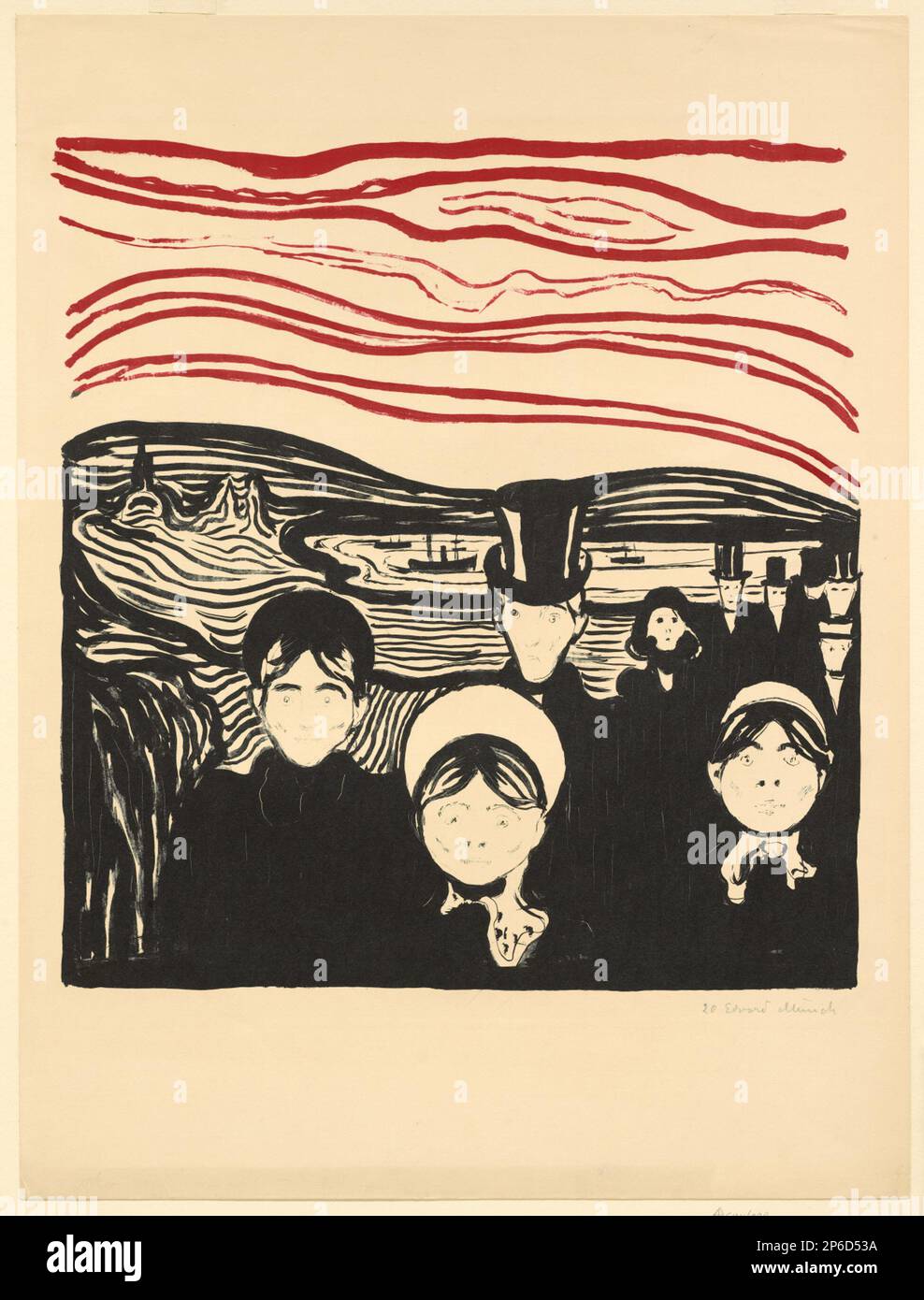 Edvard Munch, Anxiety (Angst), 1896, lithograph printed in black and ...